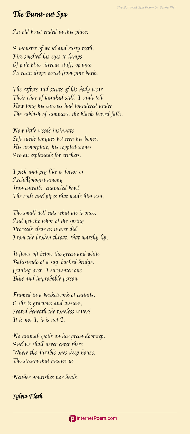 The Burnt-out Spa Poem by Sylvia Plath