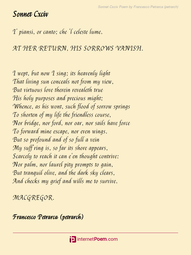 Sonnet Cxciv Poem by Francesco Petrarca (petrarch)