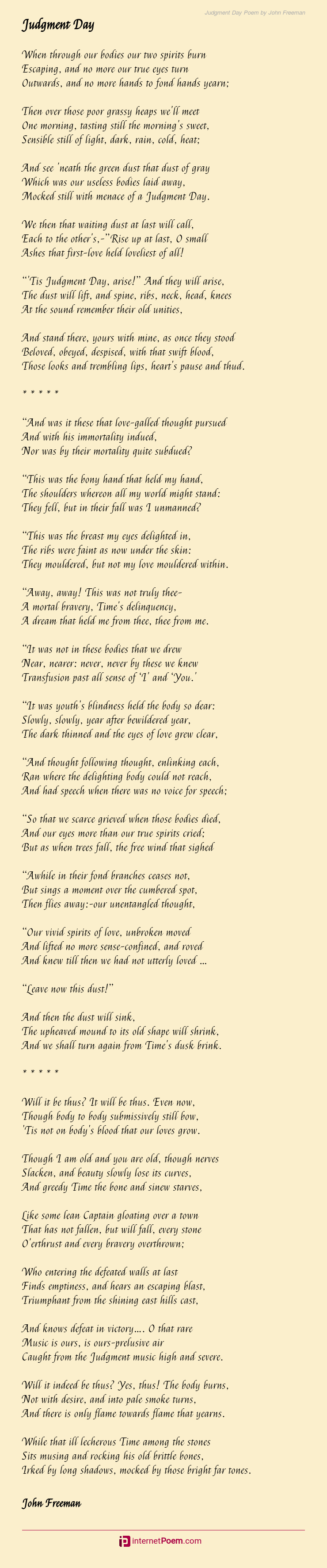 Judgment Day Poem by John Freeman