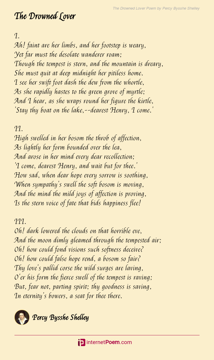 The Drowned Lover Poem by Percy Bysshe Shelley