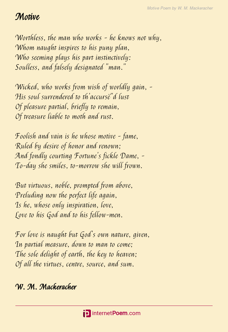 Motive Poem by W. M. Mackeracher