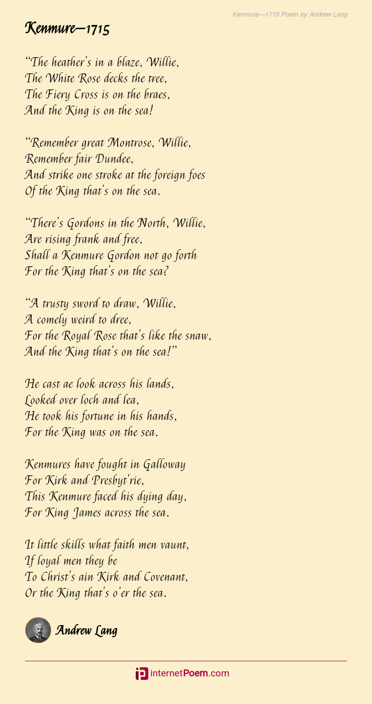 Kenmure'1715 Poem Rhyme Scheme