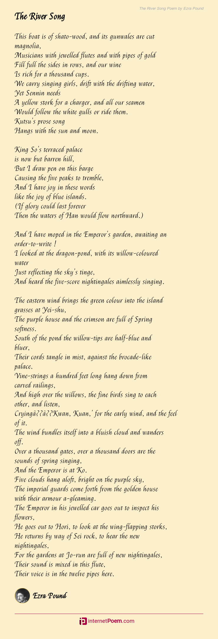 The River Song Poem by Ezra Pound