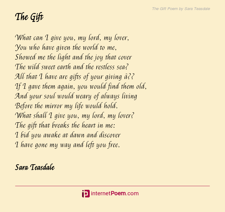 The Gift Poem By Sara Teasdale