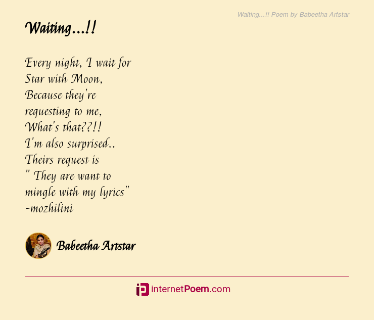 Waiting...!! Poem by Babeetha Artstar