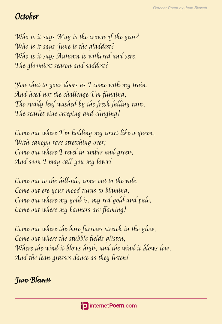 October Poem by Jean Blewett