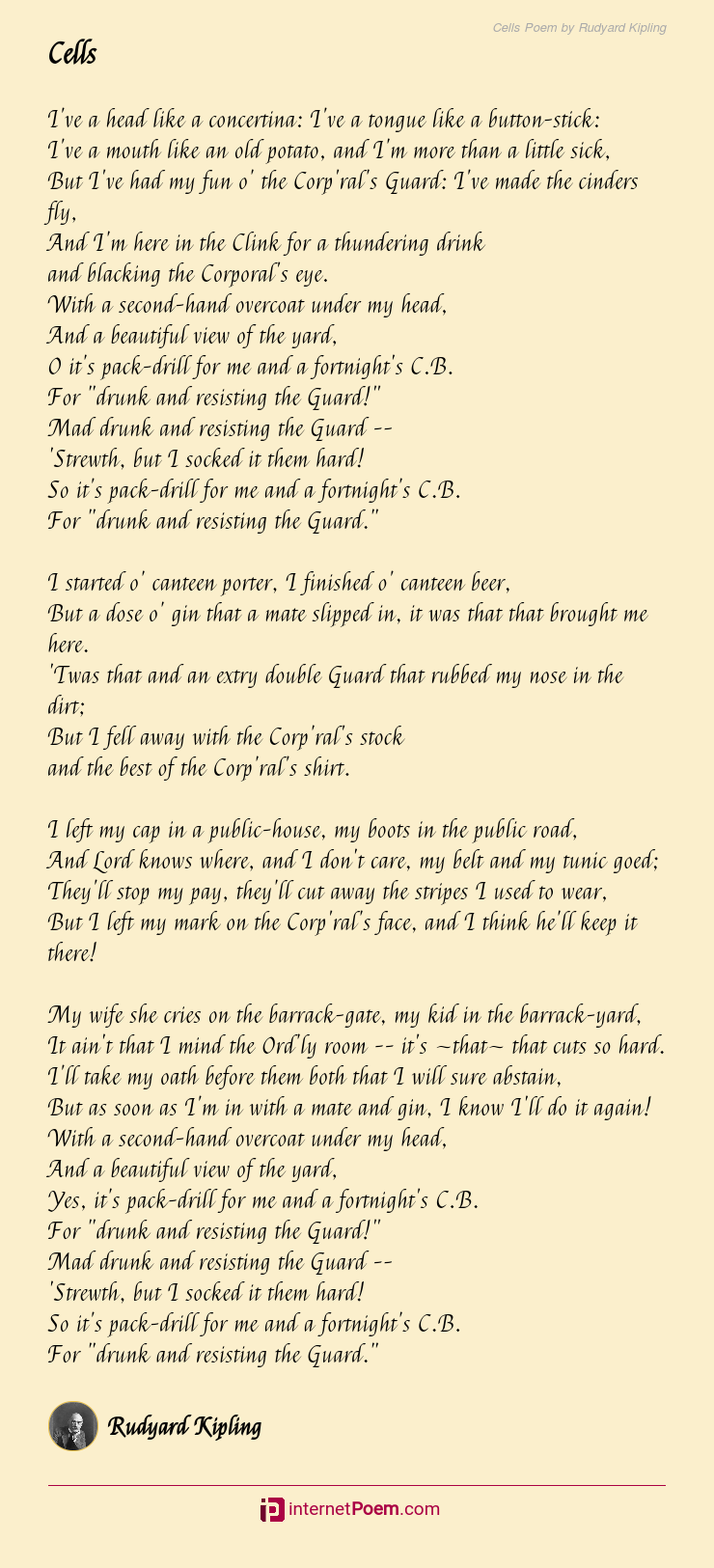 Cells Poem by Rudyard Kipling