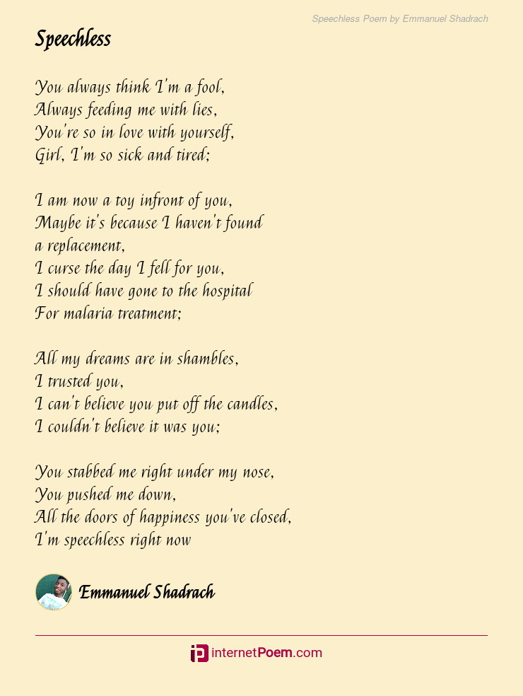 Speechless Poem by Emmanuel Shadrach