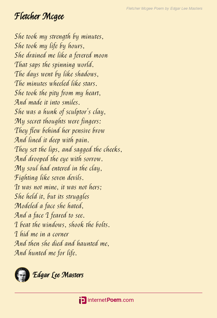 Fletcher Mcgee Poem by Edgar Lee Masters