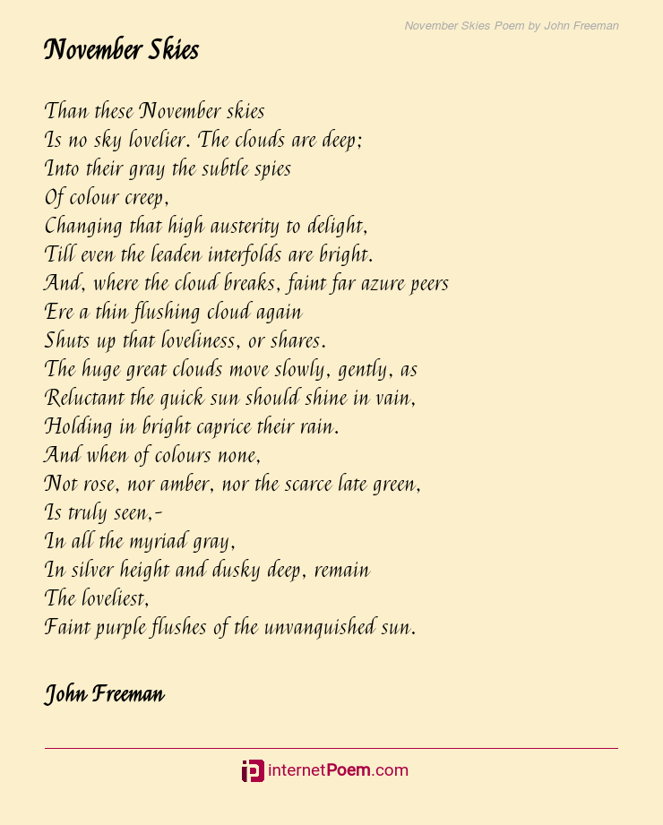 November Skies Poem by John Freeman