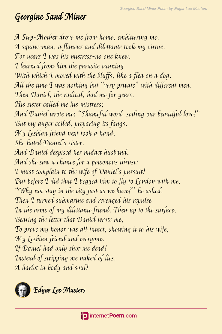 Georgine Sand Miner Poem by Edgar Lee Masters