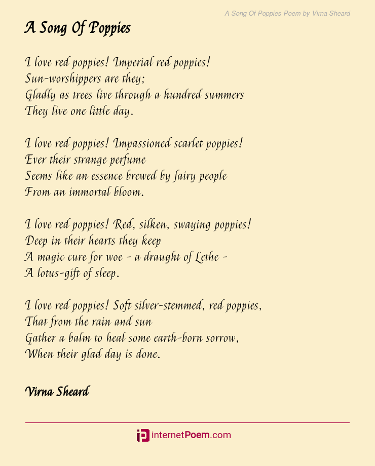 A Song Of Poppies Poem by Virna Sheard