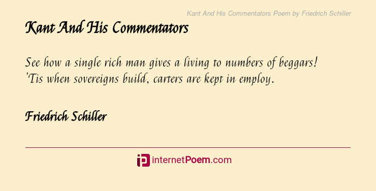 Kant And His Commentators Poem by Friedrich Schiller