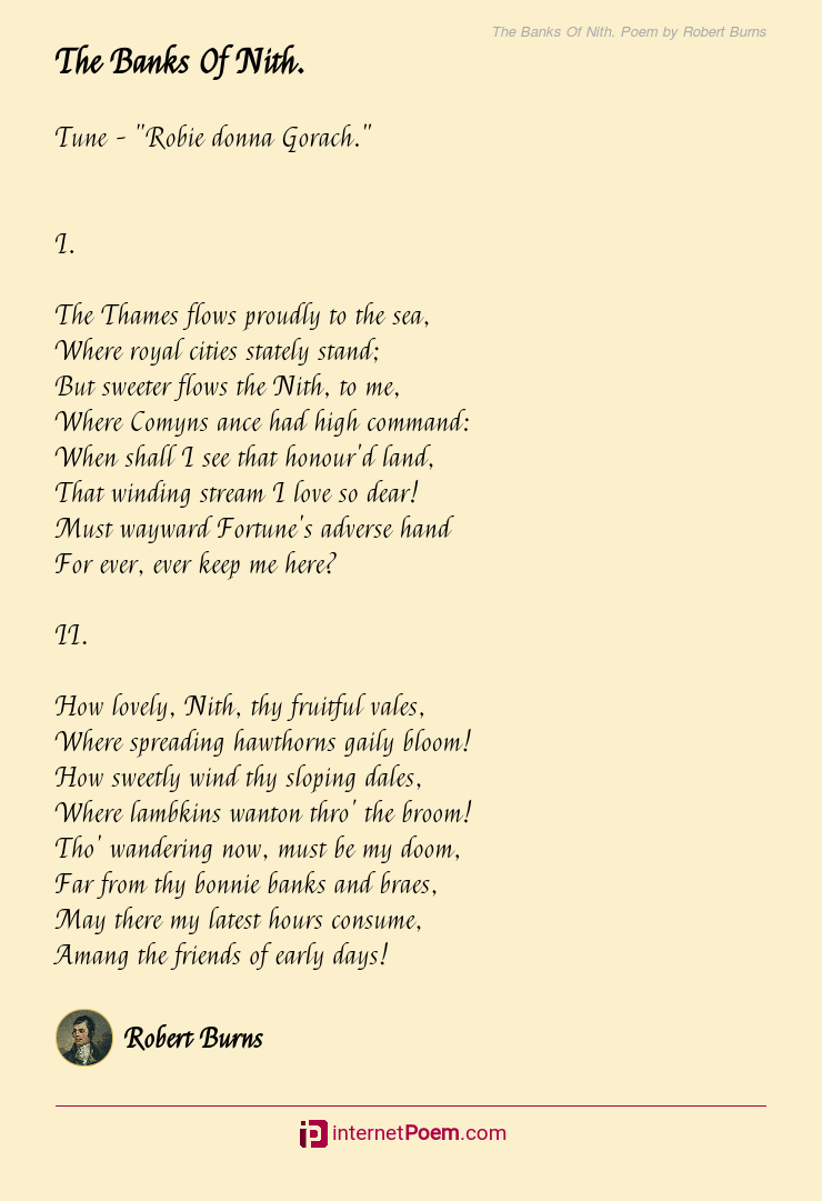 The Banks Of Nith. Poem by Robert Burns