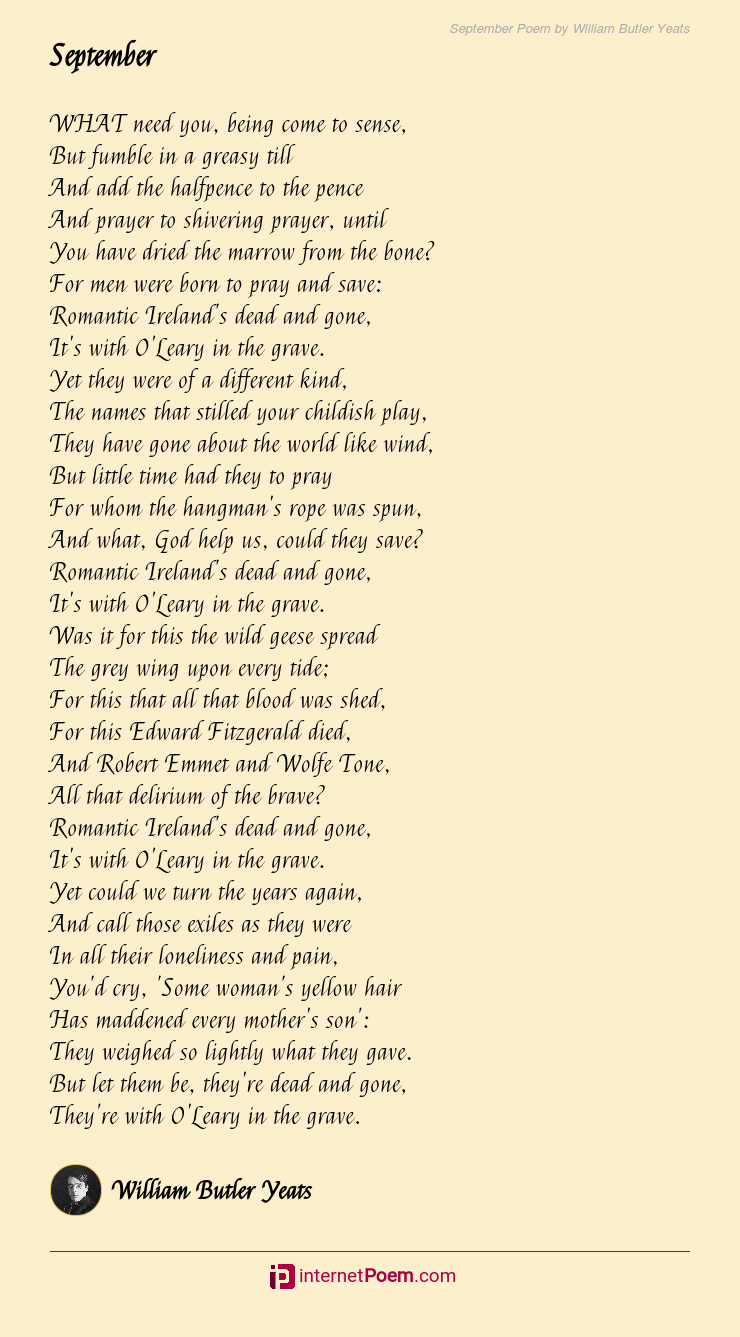 September Poem by William Butler Yeats