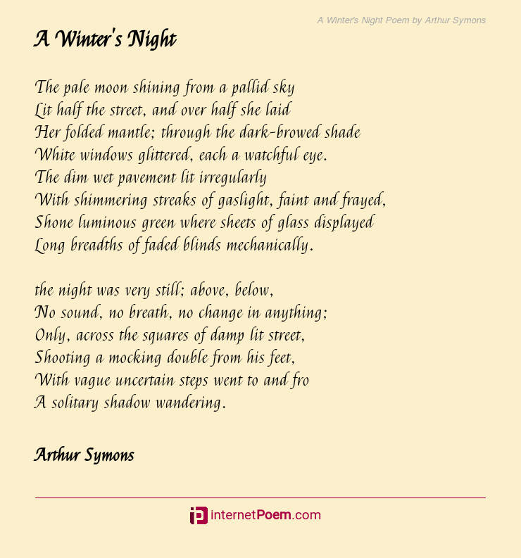 A Winter's Night Poem by Arthur Symons