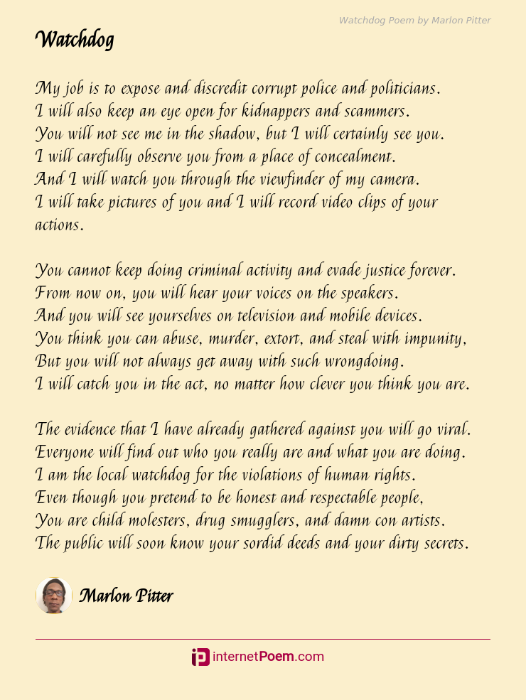 Watchdog Poem by Marlon Pitter