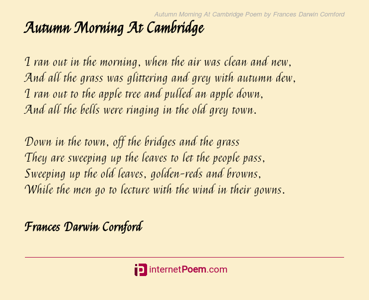 Autumn Morning At Cambridge Poem by Frances Darwin Cornford