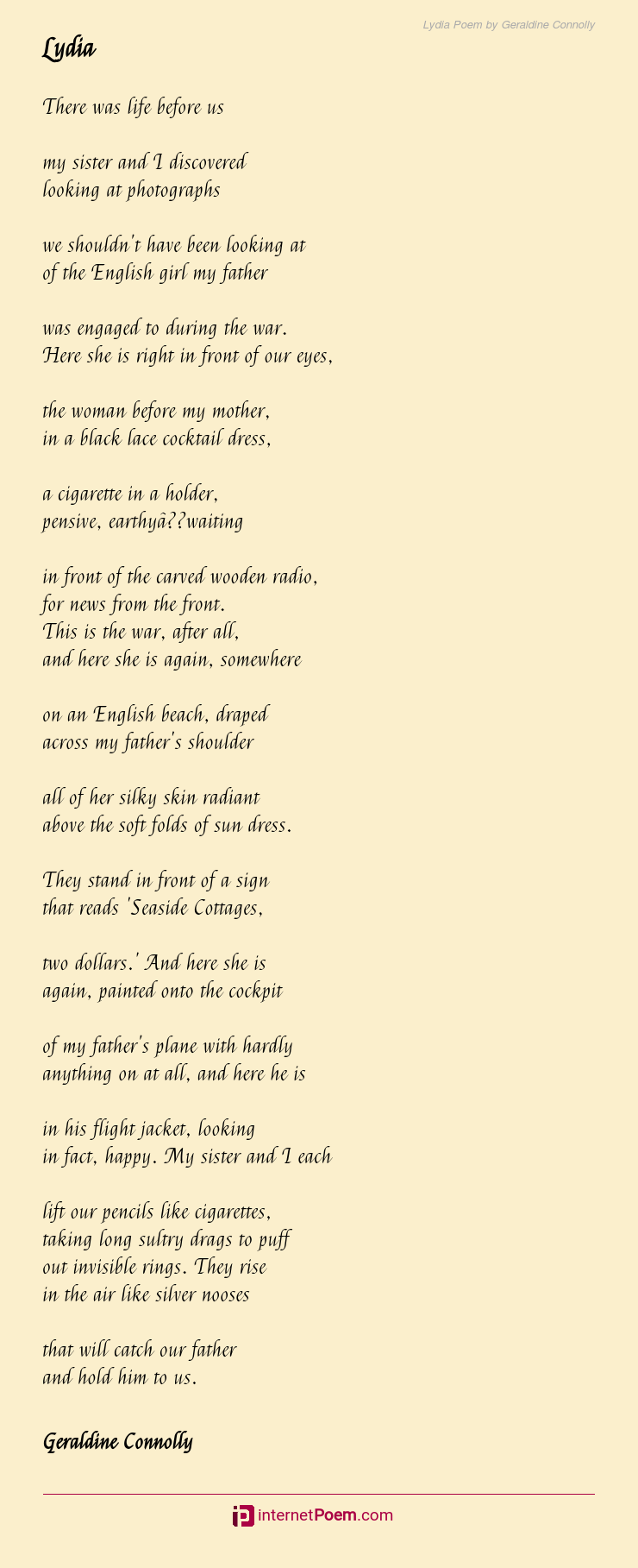 Lydia Poem by Geraldine Connolly