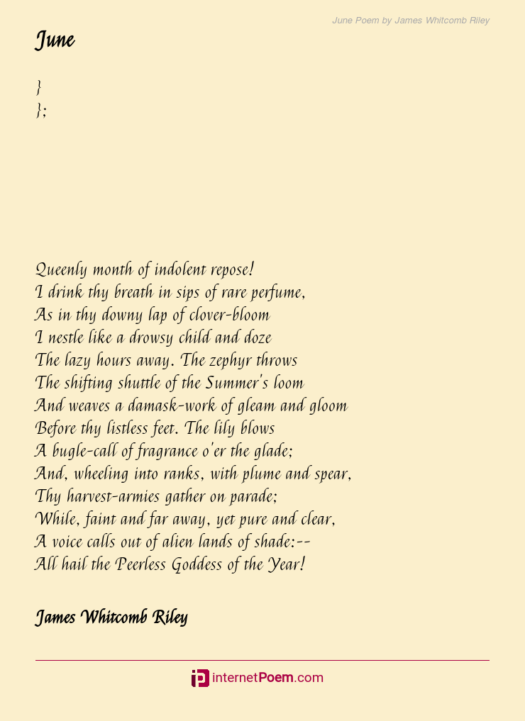 June Poem by James Whitcomb Riley