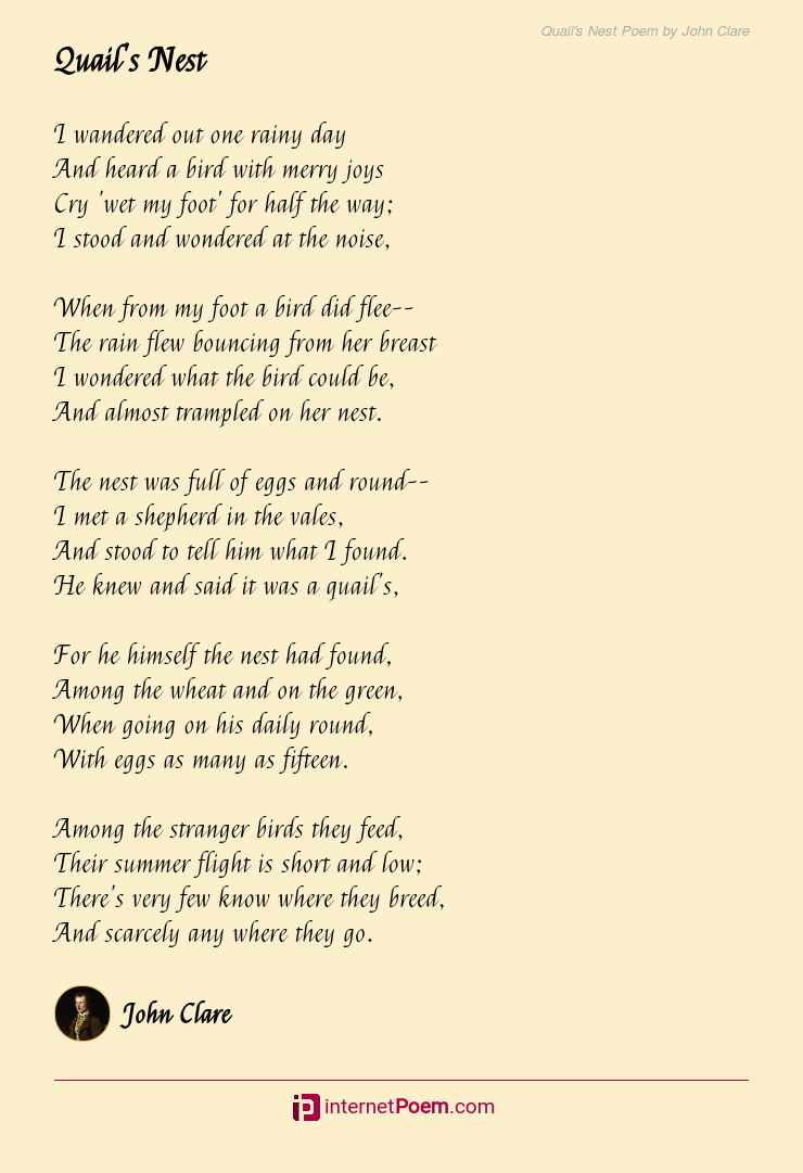 Quail's Nest Poem by John Clare