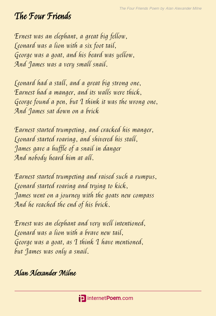 The Four Friends Poem by Alan Alexander Milne