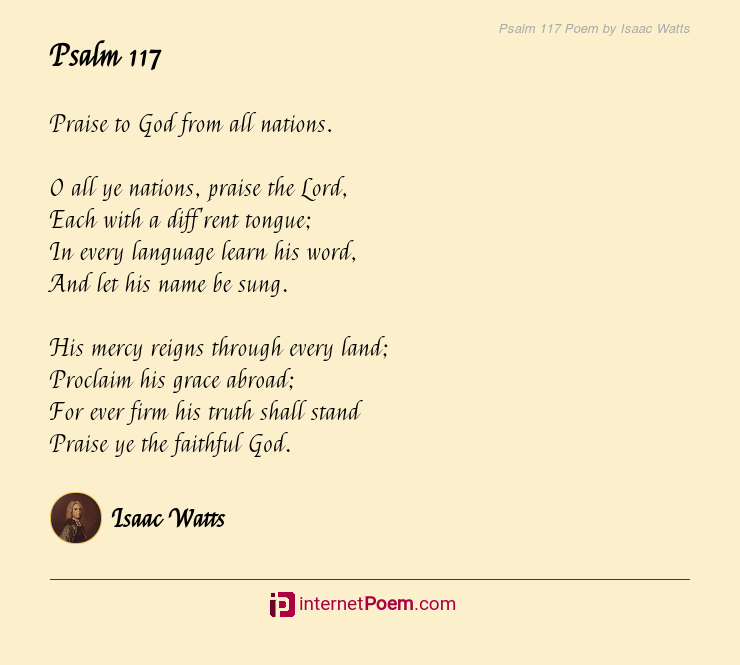 Psalm 117 Poem by Isaac Watts
