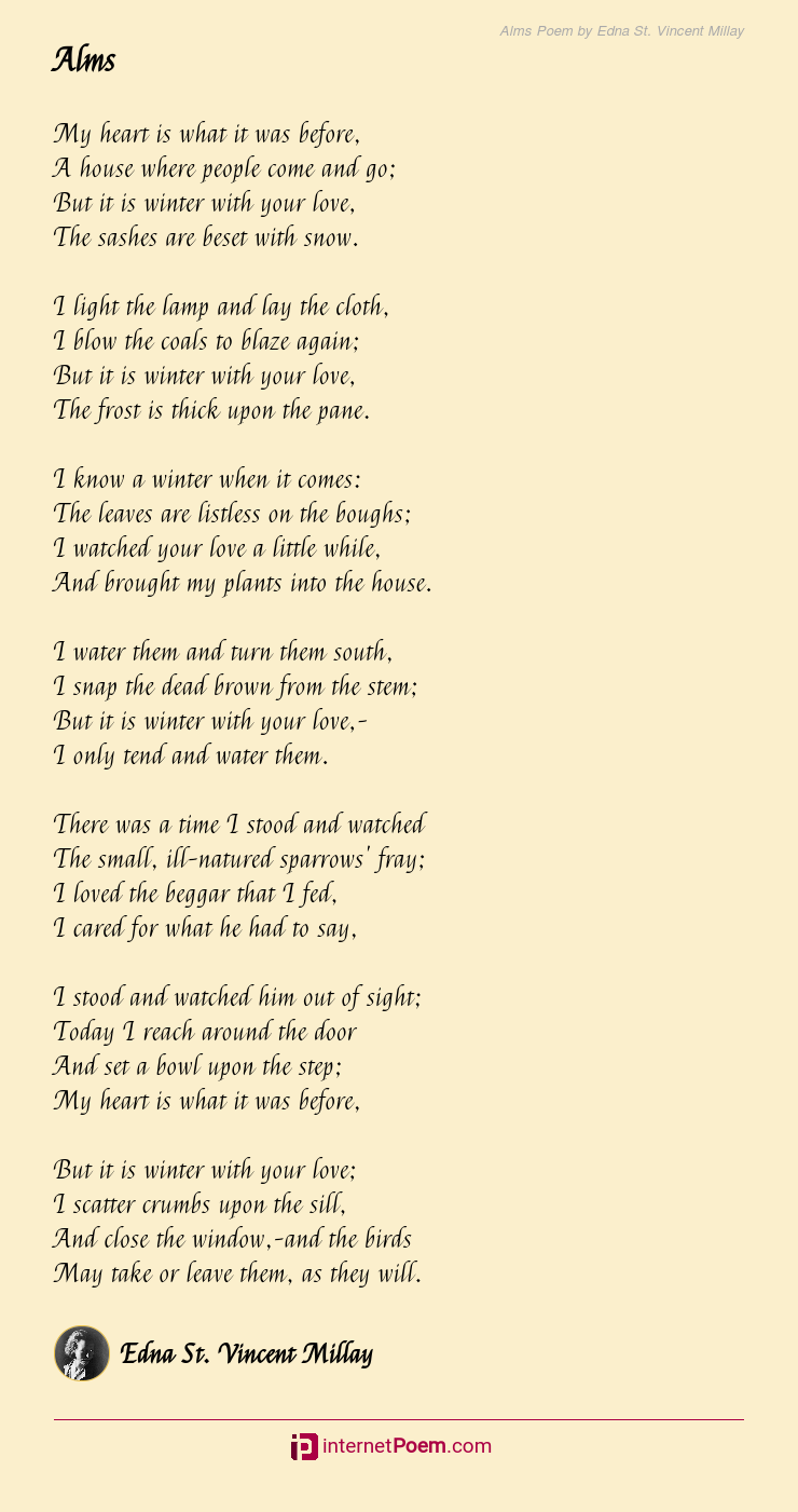 Alms Poem by Edna St. Vincent Millay