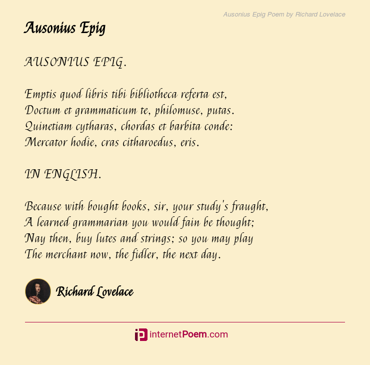 Ausonius Epig Poem by Richard Lovelace