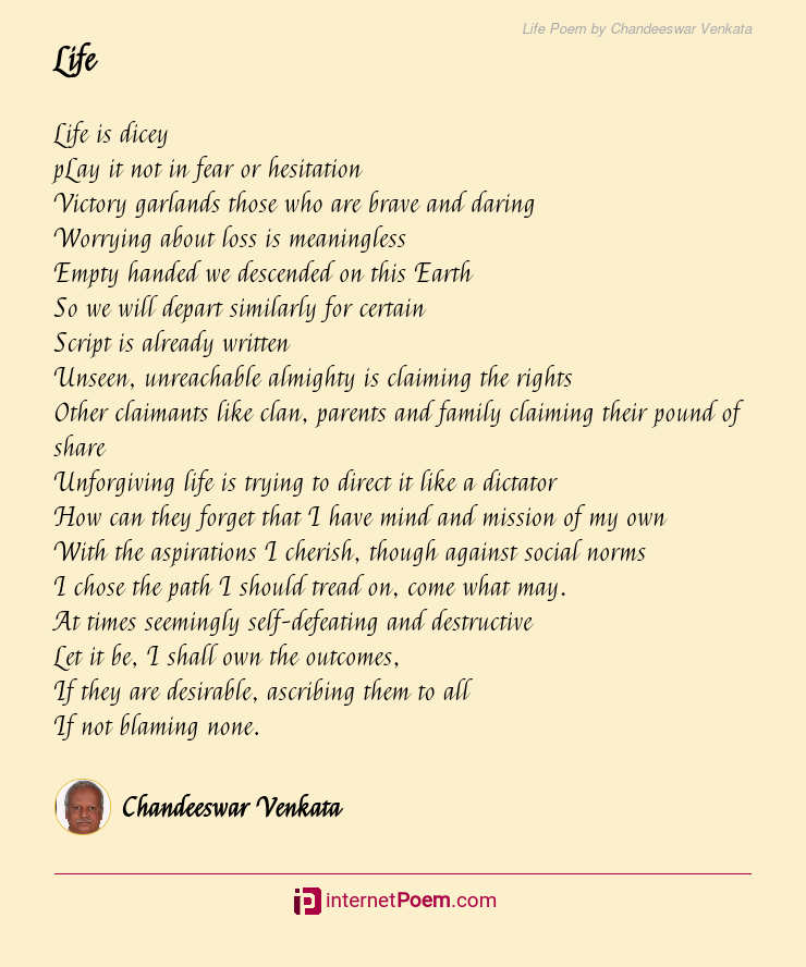 Life Poem by Chandeeswar Venkata