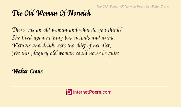 The Old Woman Of Norwich Poem by Walter Crane