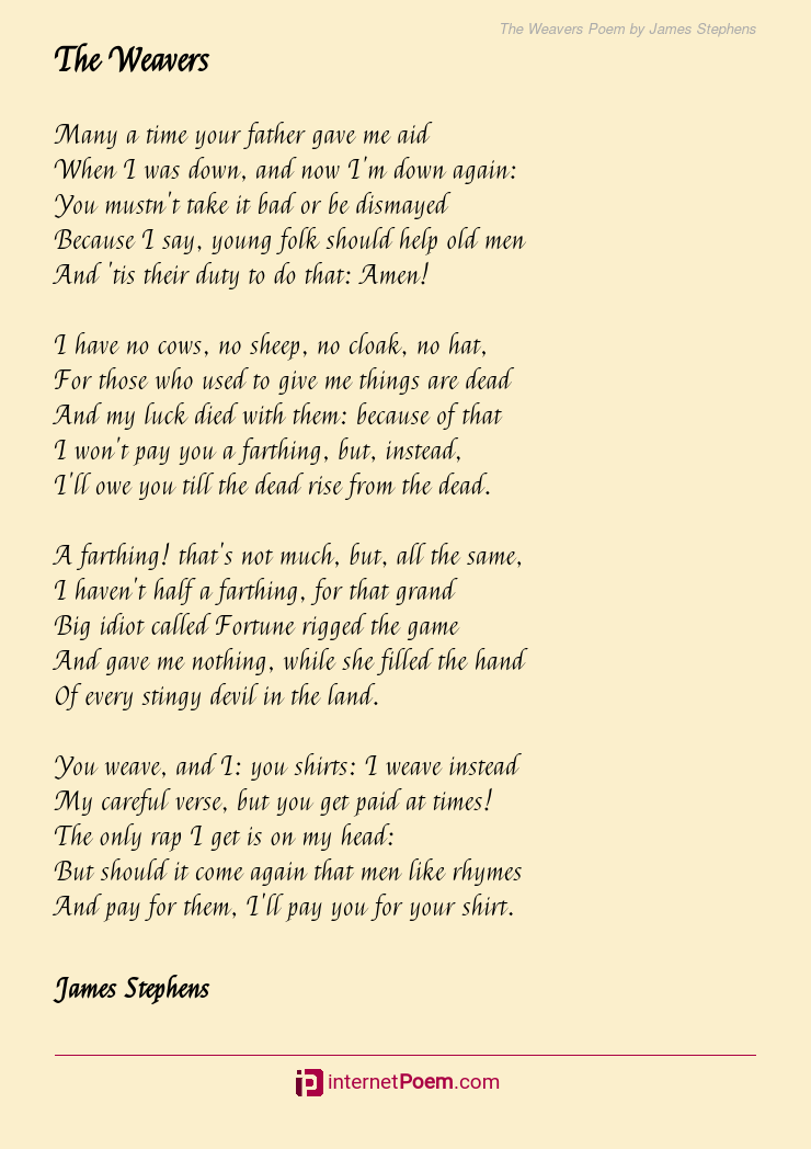 The Weavers Poem by James Stephens