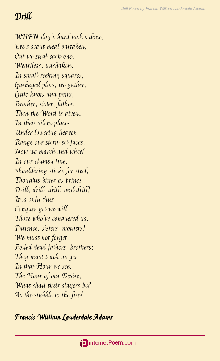 Drill Poem by Francis William Lauderdale Adams