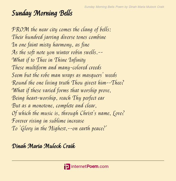 Sunday Morning Bells Poem by Dinah Maria Mulock Craik