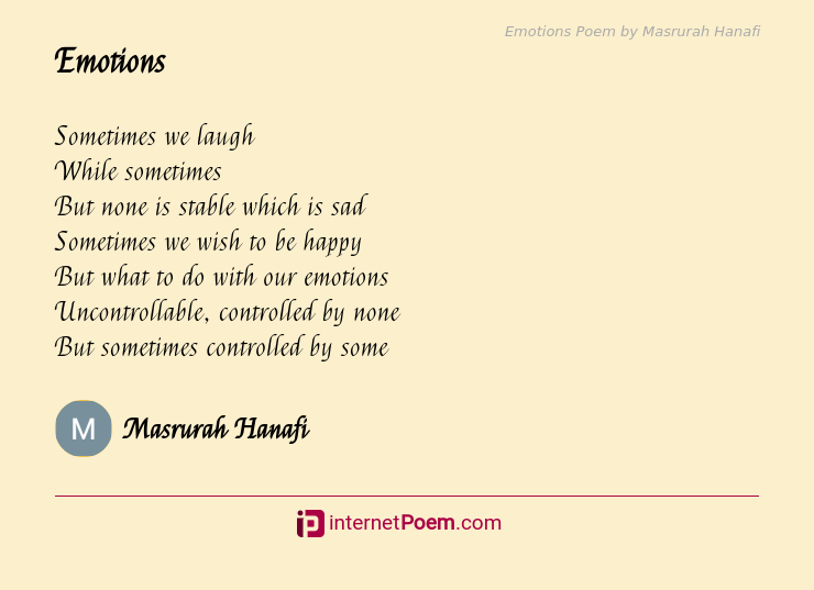 Emotions Poem by Masrurah Hanafi