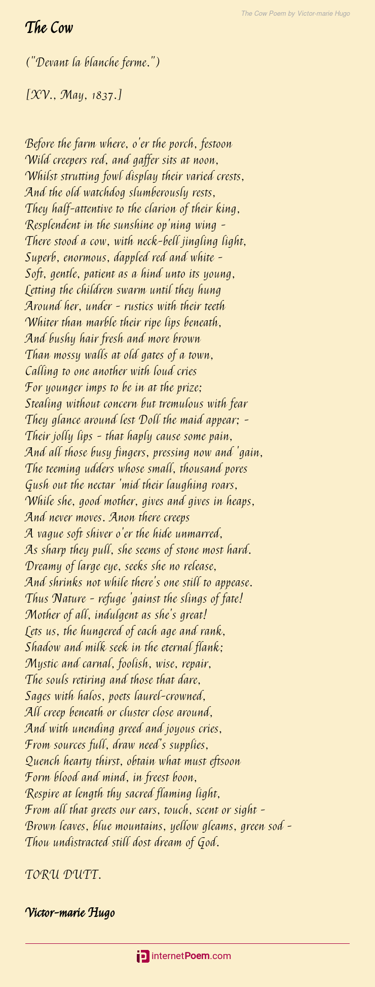 The Cow Poem by Victor-marie Hugo