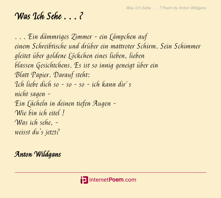 Was Ich Sehe . . . ? Poem by Anton Wildgans