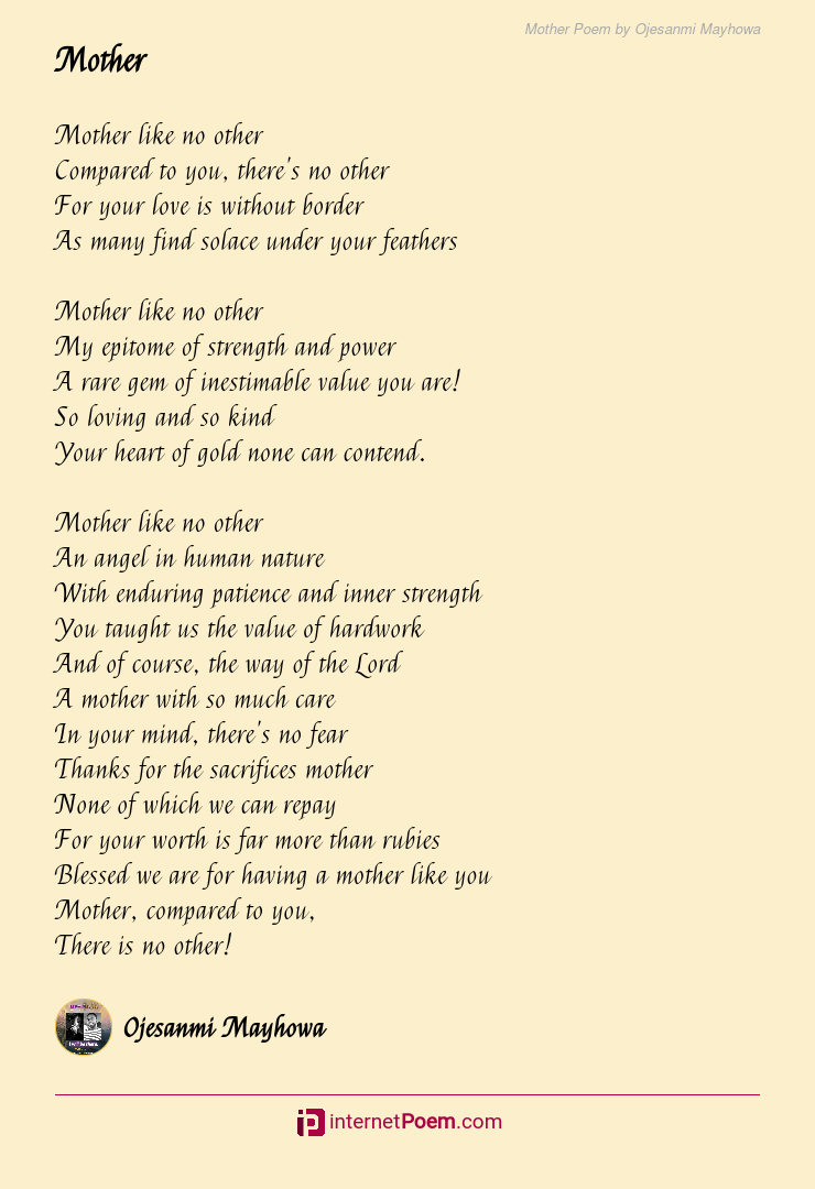 Mother Poem by Ojesanmi Mayhowa