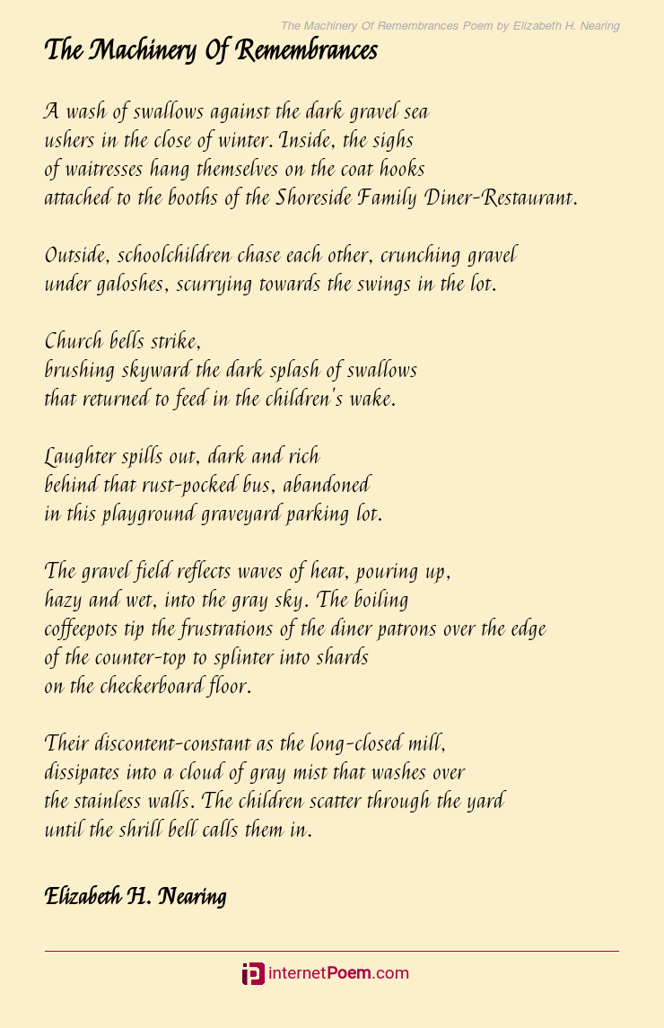 The Machinery Of Remembrances Poem by Elizabeth H. Nearing