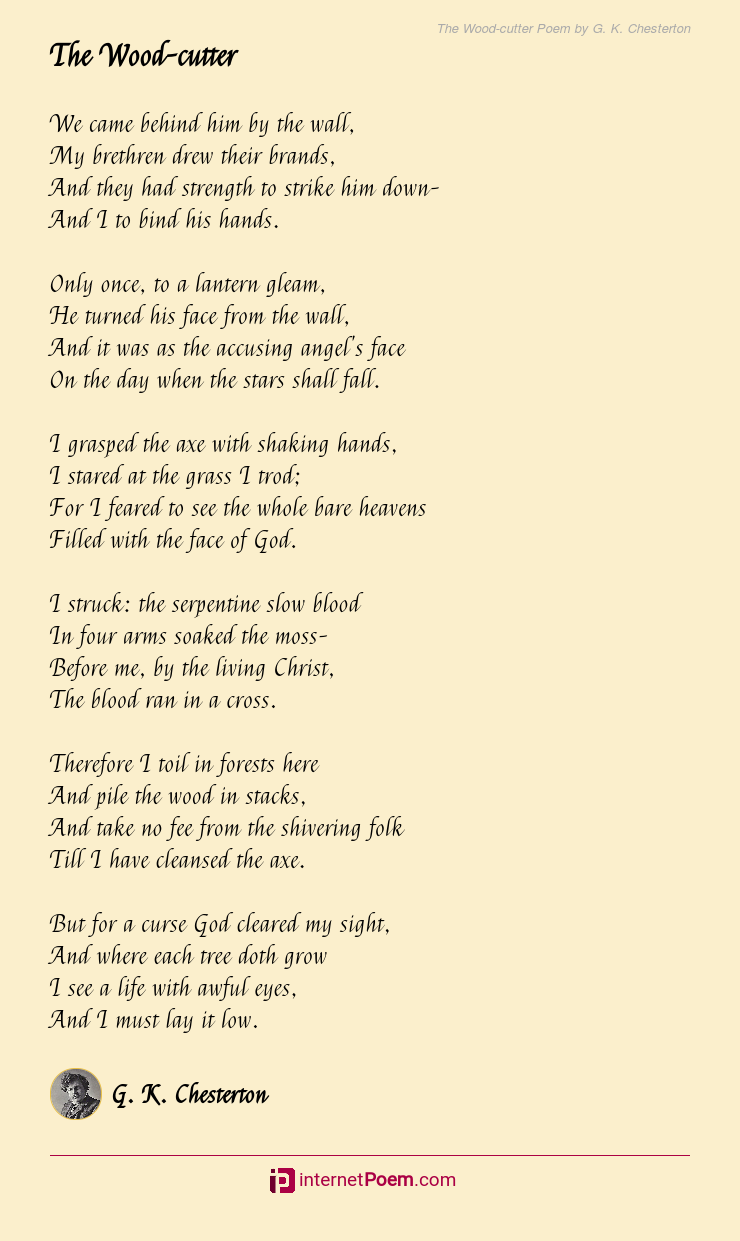 The Wood-cutter Poem by G. K. Chesterton