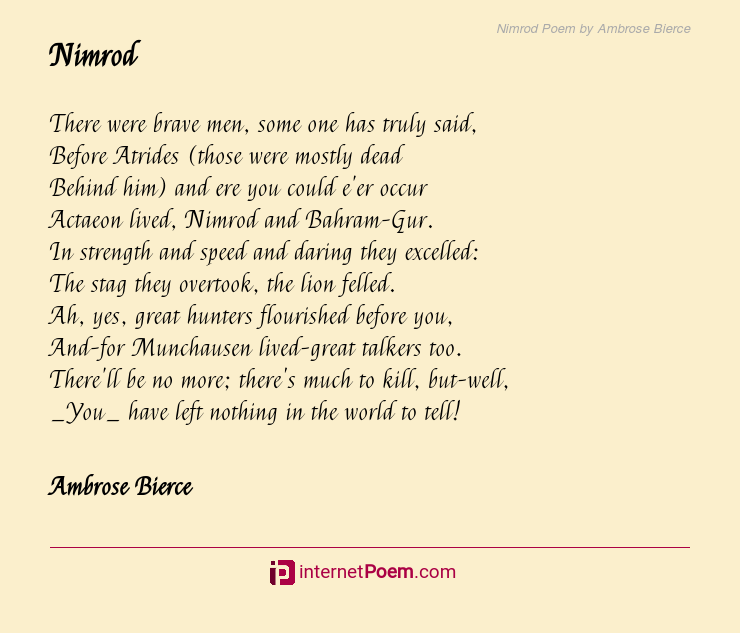 Nimrod Poem by Ambrose Bierce
