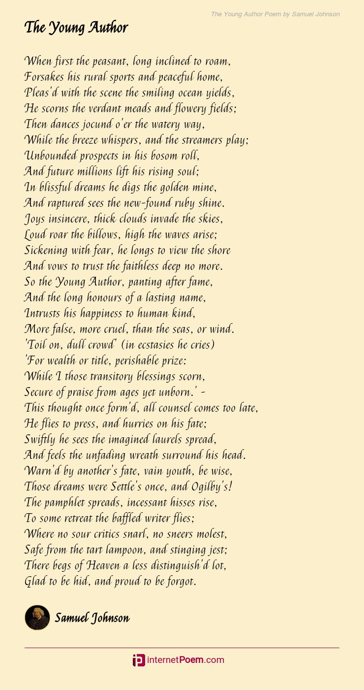 The Young Author Poem by Samuel Johnson