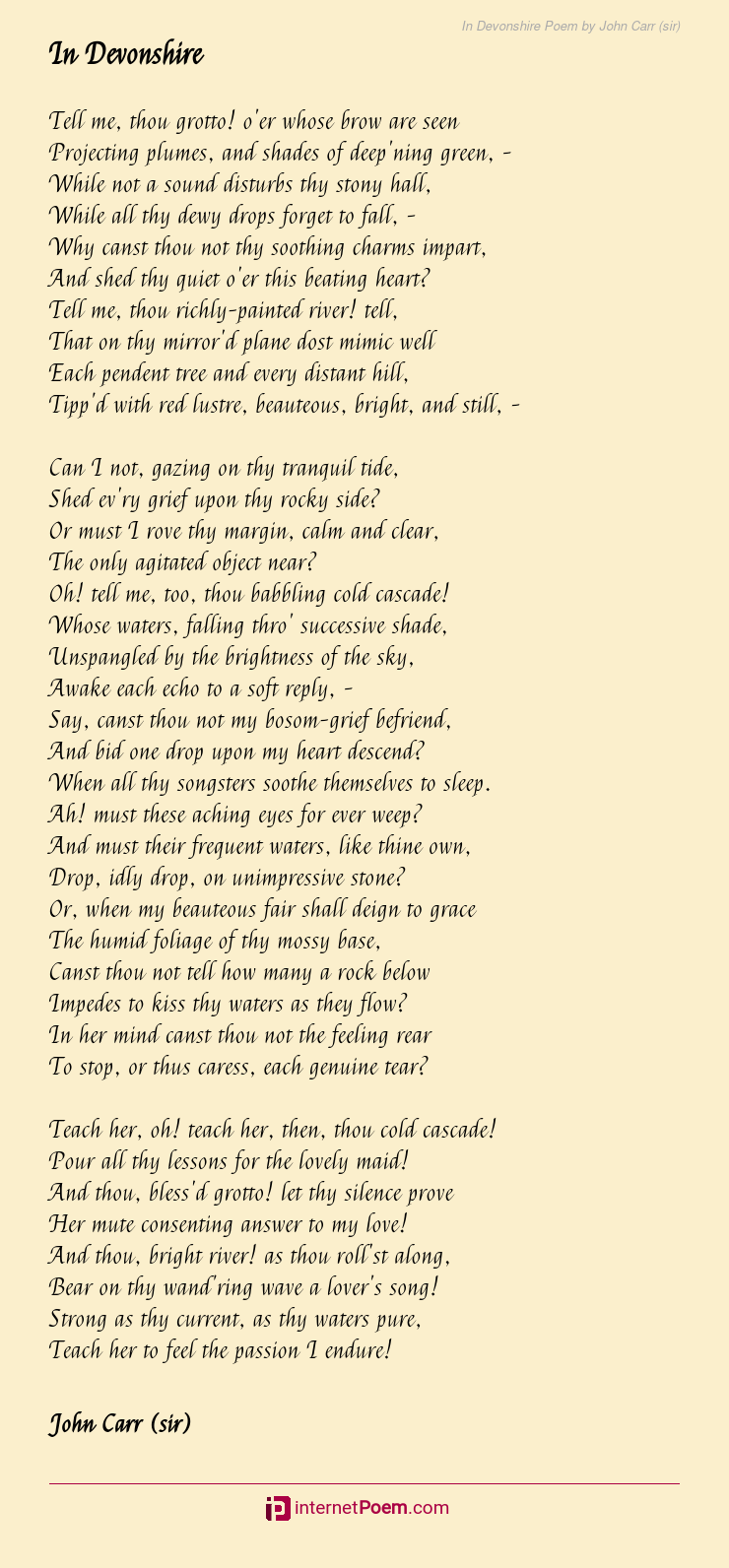 In Devonshire Poem by John Carr (sir)