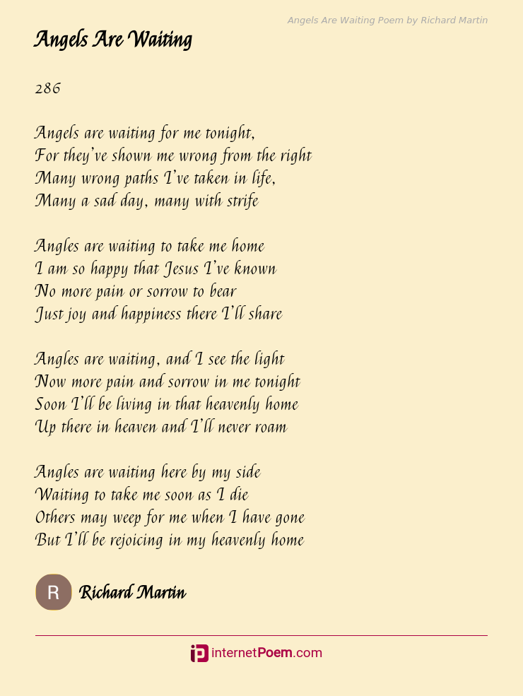 Angels Are Waiting Poem by Richard Martin
