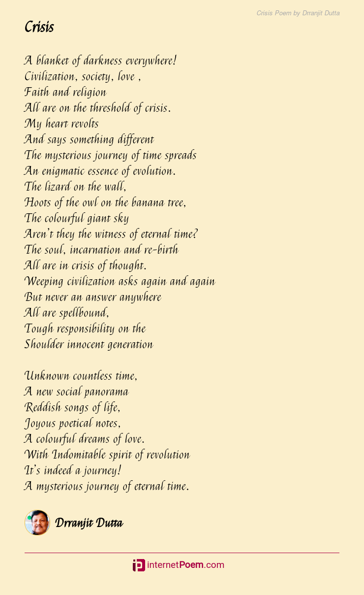 Crisis Poem by Drranjit Dutta