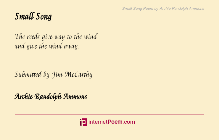 Small Song Poem by Archie Randolph Ammons