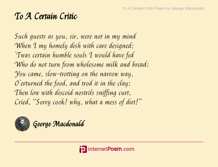 To A Certain Critic Poem Rhyme Scheme