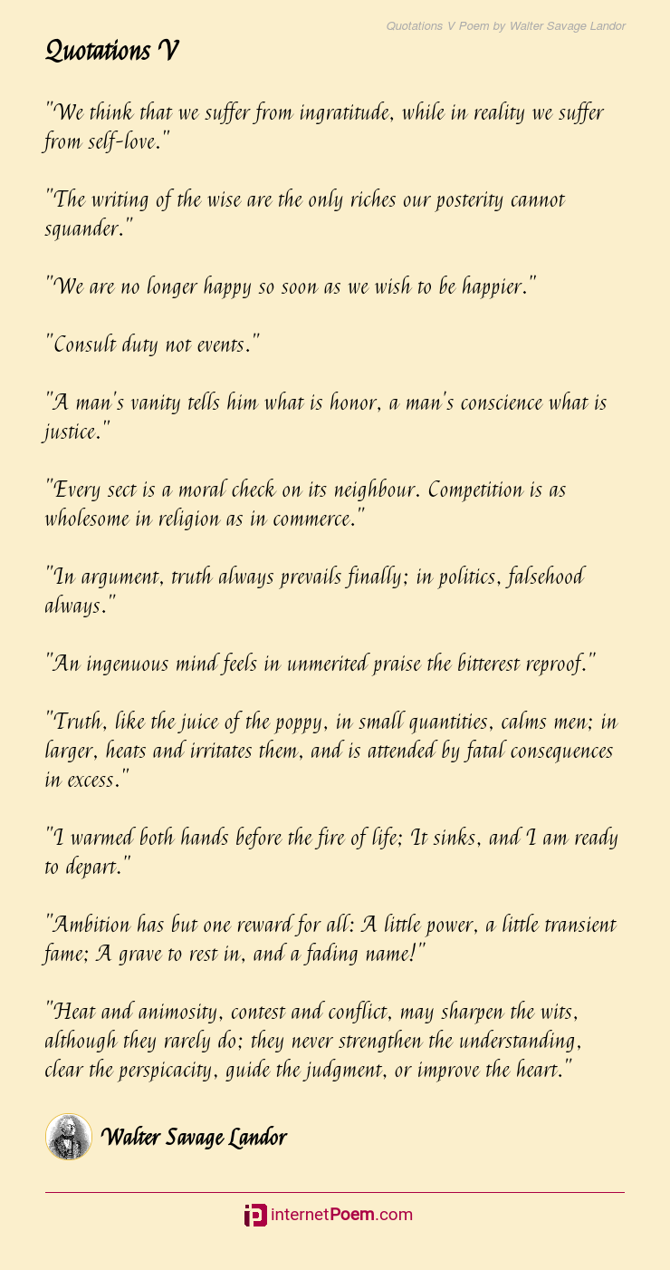 Quotations V Poem by Walter Savage Landor