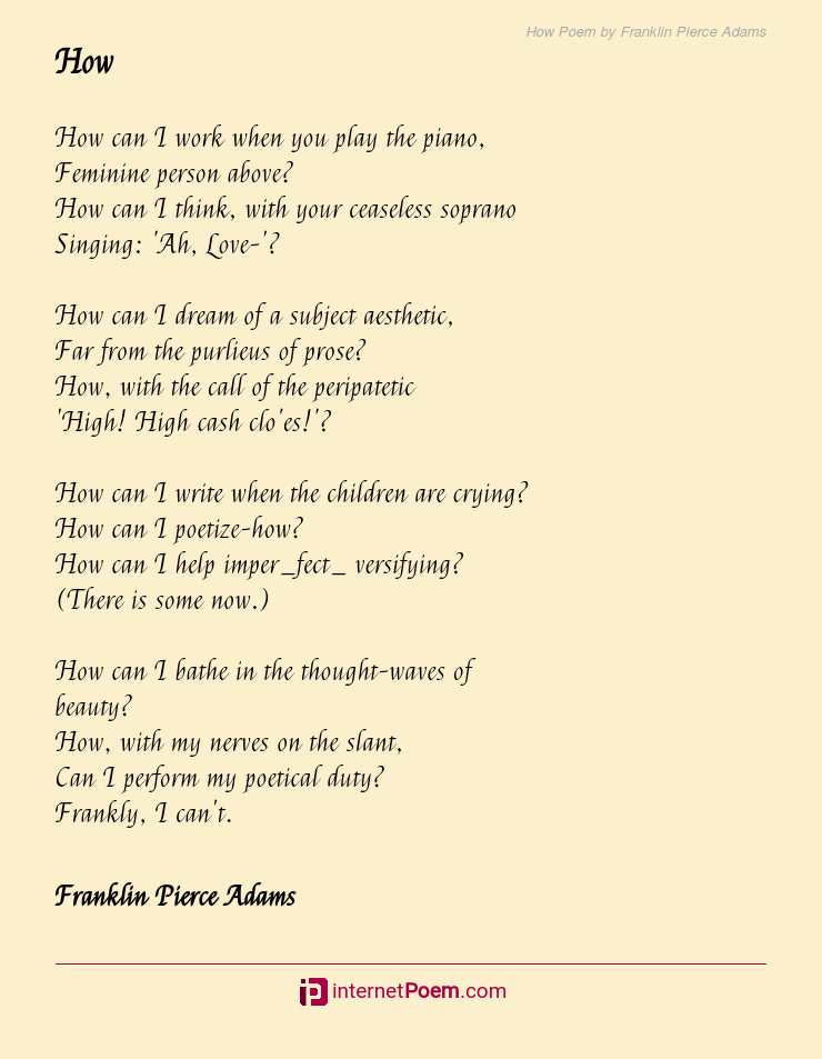 How Poem by Franklin Pierce Adams