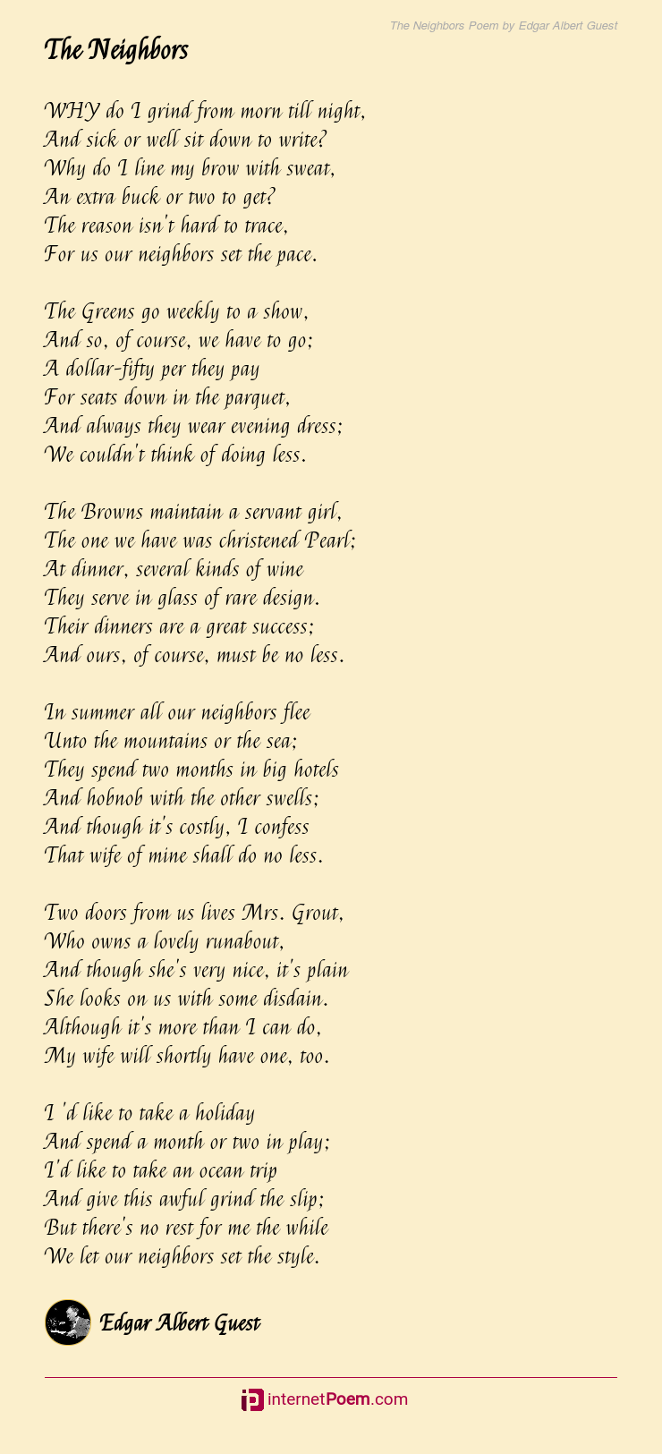 The Neighbors Poem by Edgar Albert Guest